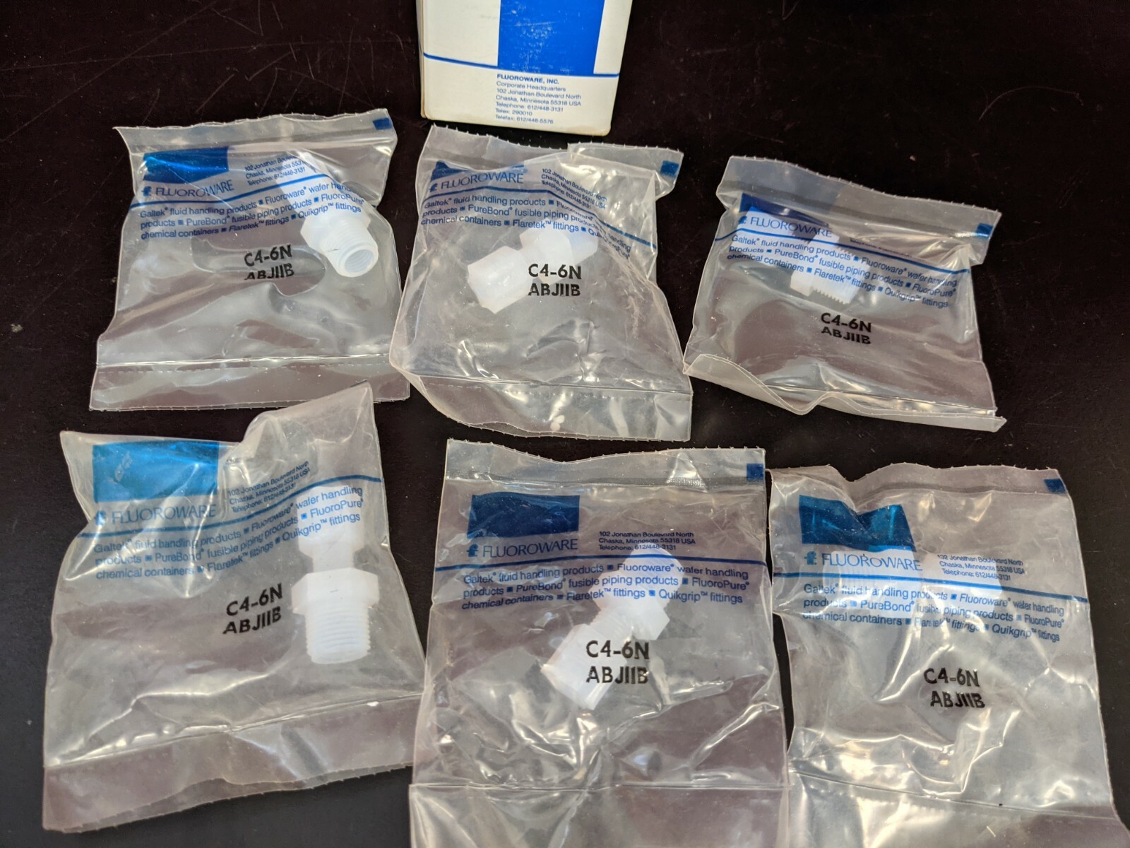 Fluoroware C4-6N PFA Integral Ferrule 1/4IN Tube X 3/8IN NPT / QTY OF 6 ...