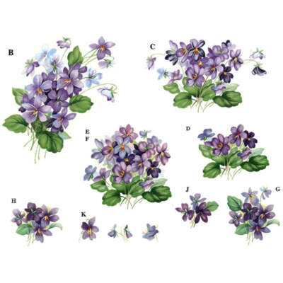 Purple Violet Flower Overglaze Waterslide Ceramic Decals | eBay
