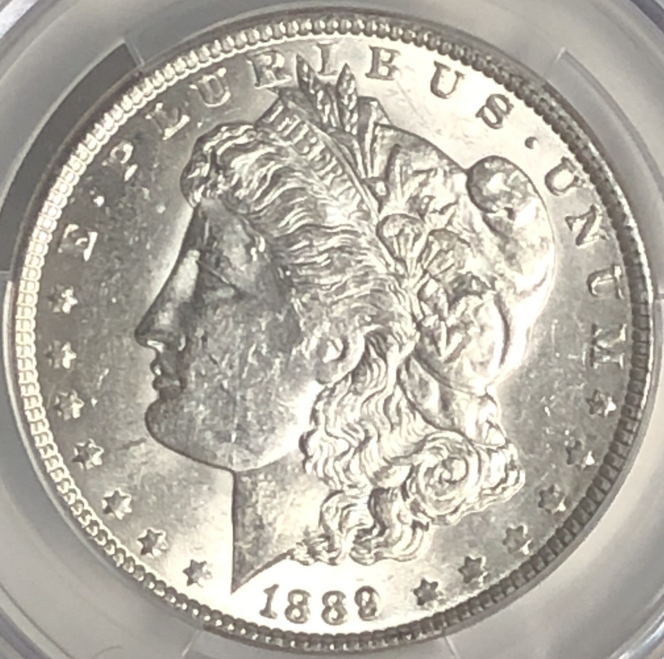 1889 MORGAN "CAC AU58" - STUNNING CRISP WHITE /DETAILS/NICE MIRRORS ...