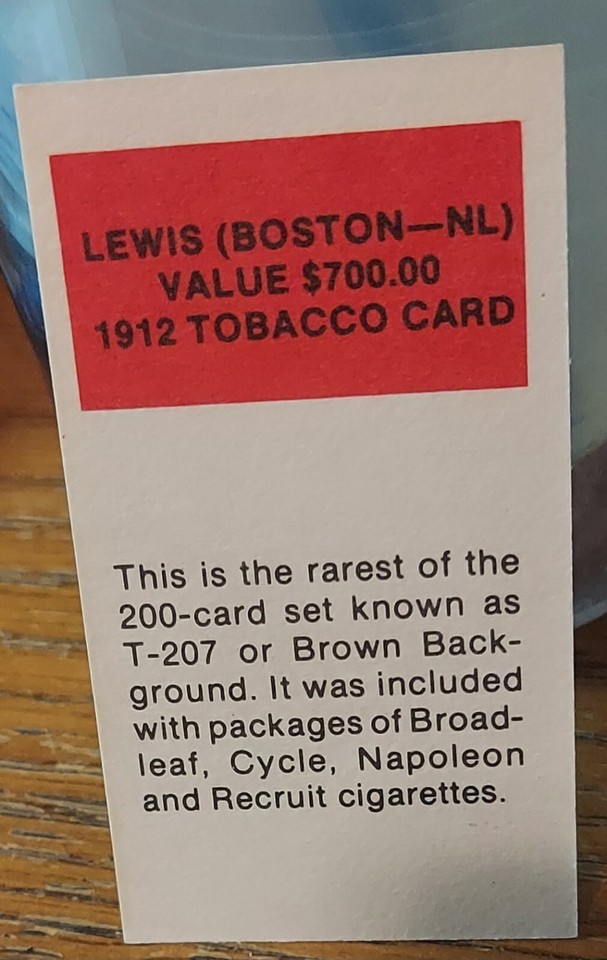 Irving Lewis - Boston Nat. Braves 1912 Tobacco Card T207 REPRINT ...