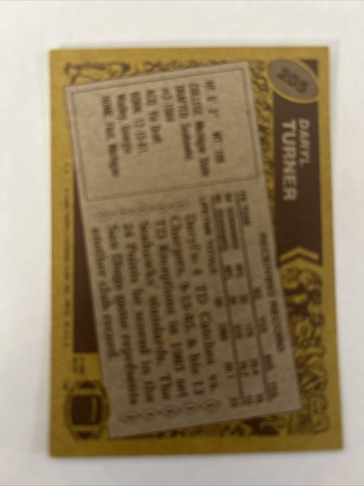 1986 Topps Football Card #206 Daryl Turner Seattle Seahawks Nm Free ...