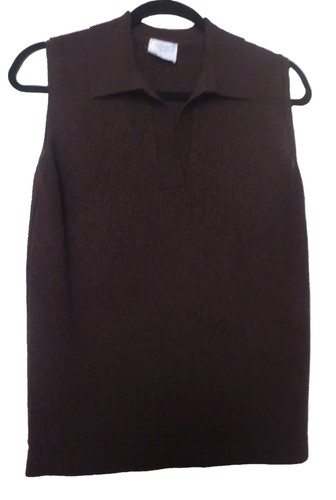 Designers Originals Brown Knit Collared V-Neck Pullover Sleeveless Top Shell L | eBay