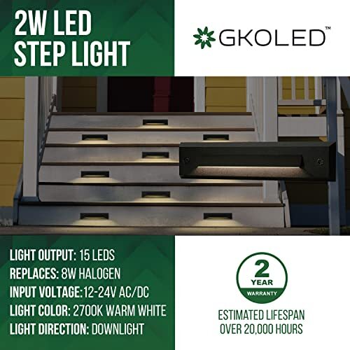 2pack Low Voltage 1224v Ac/dc Led Step Lights 2w Landscape Cutoff Stair ...