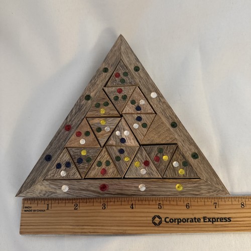 2 Wooden Brain Teaser Puzzles: Bermuda Triangle & Hexagon | eBay