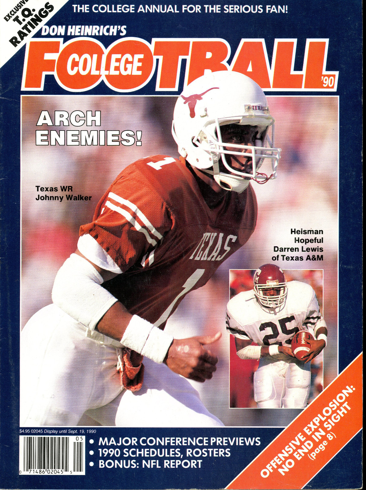 DON HEINRICH'S COLLEGE FOOTBALL MAGAZINE 1990 - JOHNNY WALKER & DARREN ...