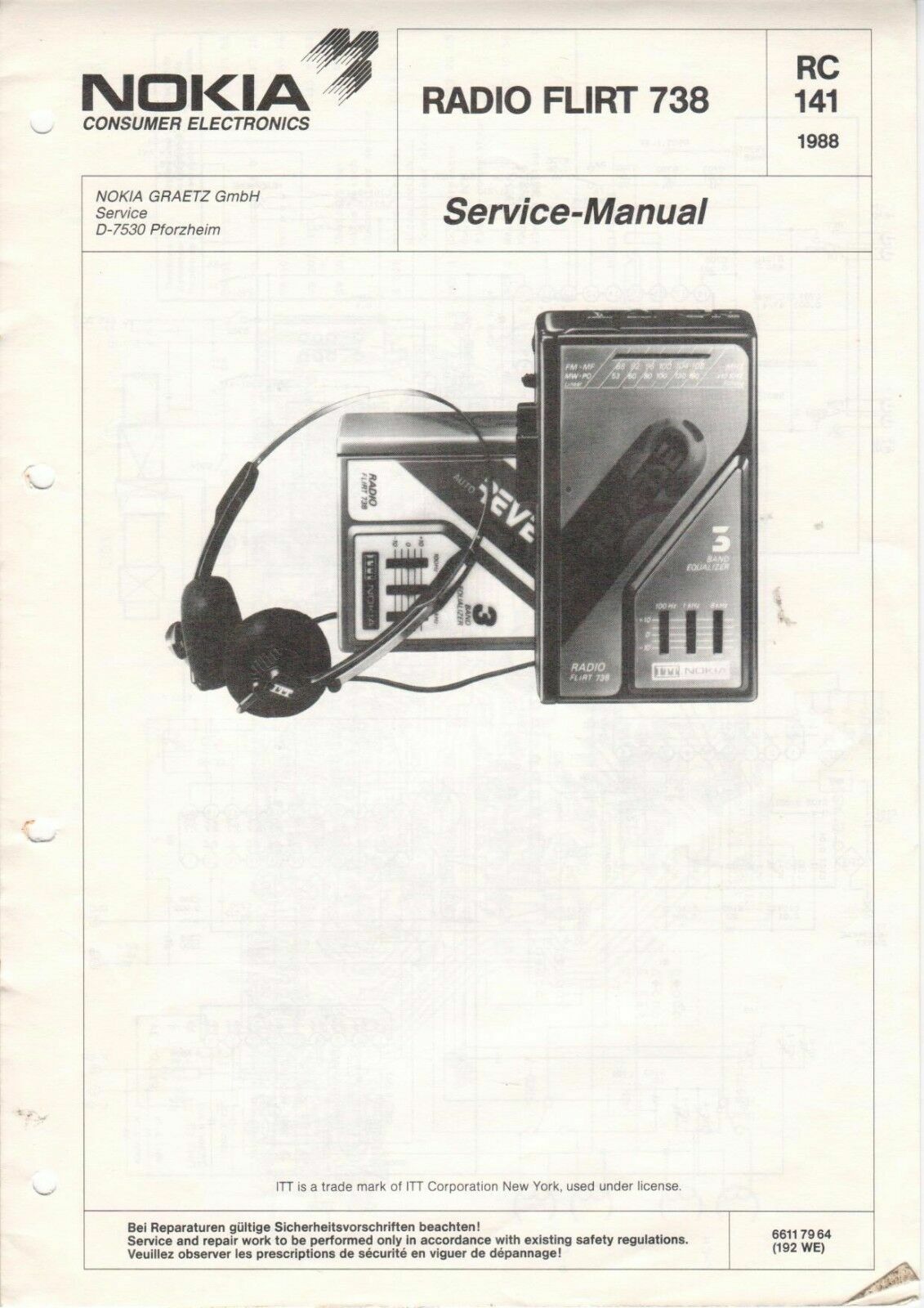 NOKIA - Radio Flirt 738 - RC 141 - Service Manual Schaltbild - B3850 | eBay
