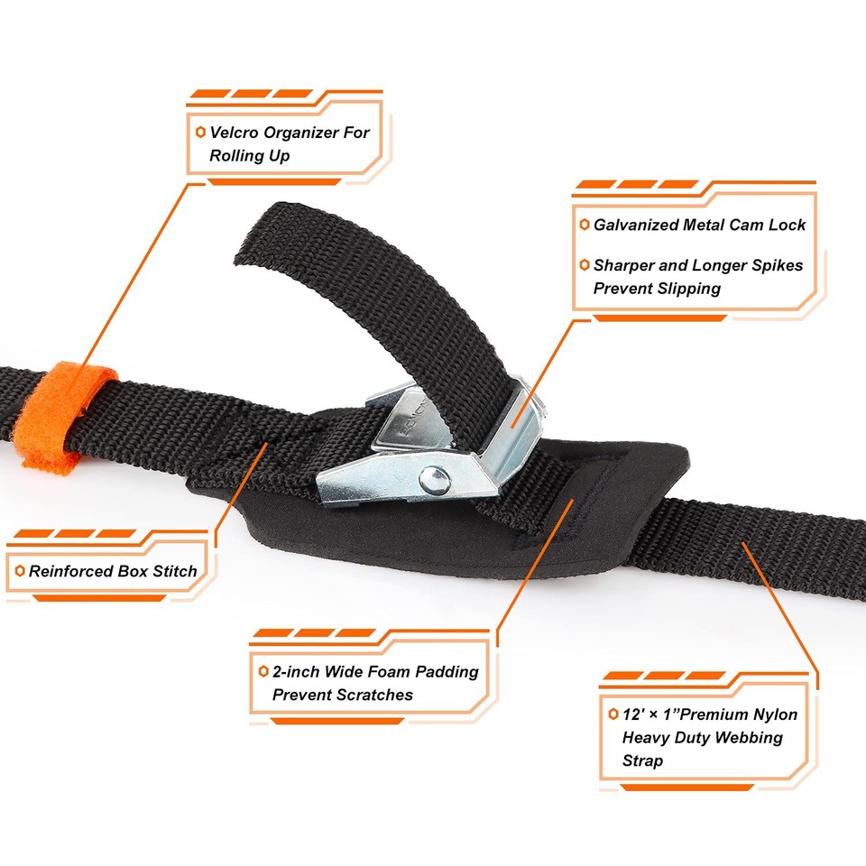 Sturdy 12-foot-by-1-inch Tie Down Strap Lashing Strap Cargo Tie-down ...