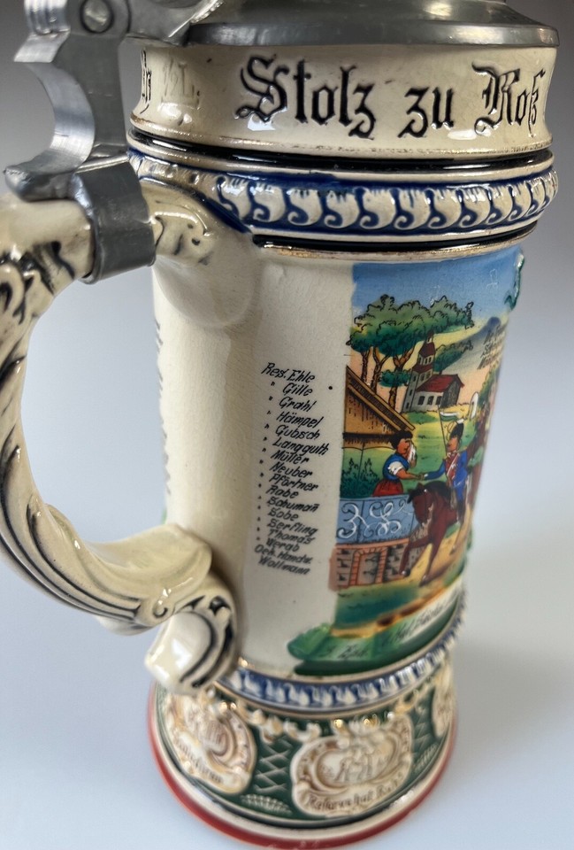Rare German Beer Stein Mug Reservistenkrug 1. Königlich Sachsen Ulan Ungarn | eBay