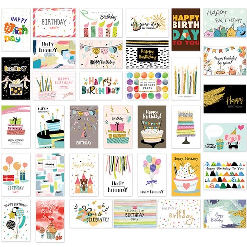 36 Pcs Paper Birthday Cards With Envelopes Assorted Colors For Birthday ...