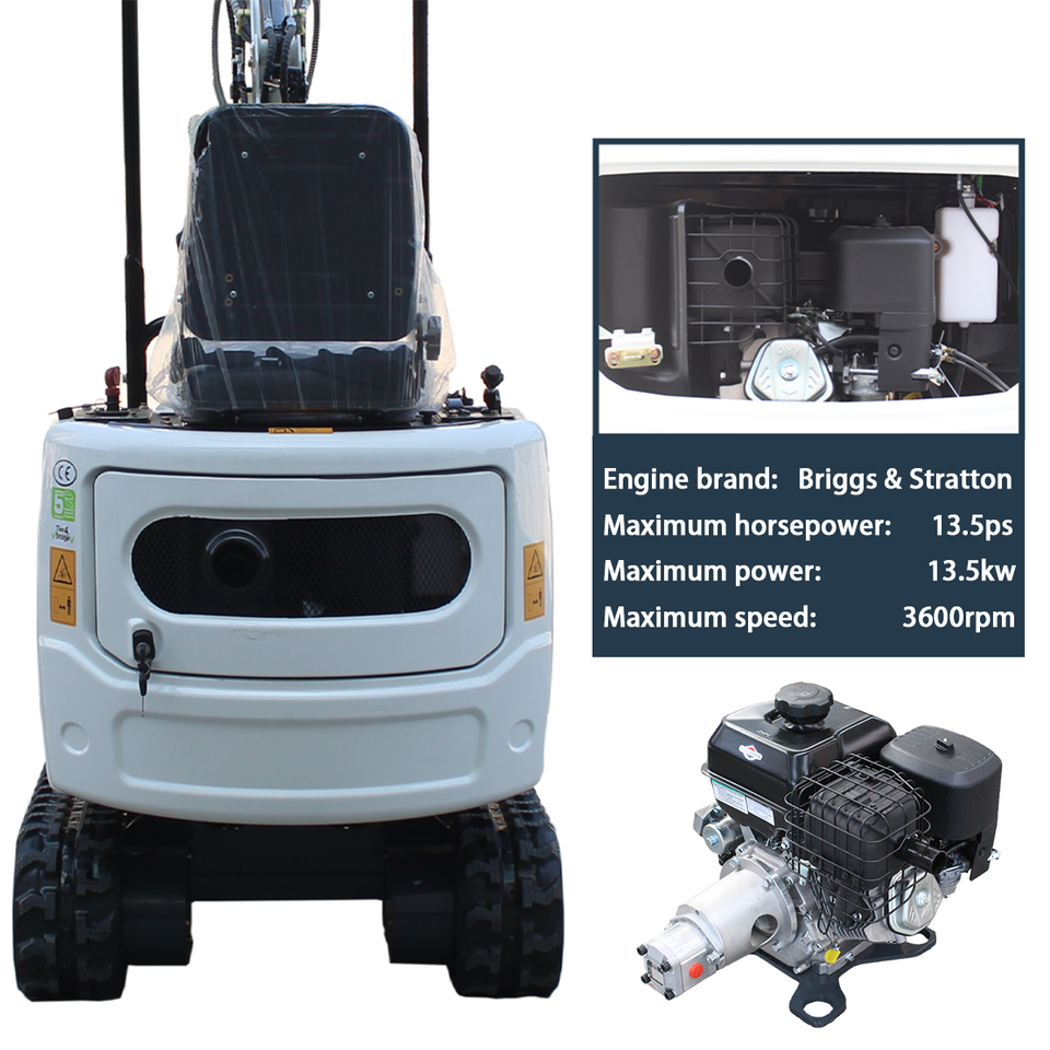 1 Ton Mini Excavator B&S Engine Track Digger Hydraulic Thumb Digger USA ...