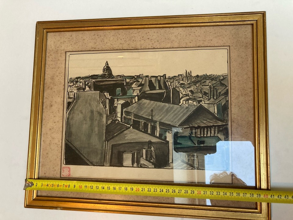 Very Beautiful Original Drawing Architecture Ink Wash Watercolor Paper ...