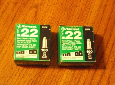 2 BOXES RAMSET .22 CAL Power Level 3 32CW Boxes 100 Loads Green Tip ...