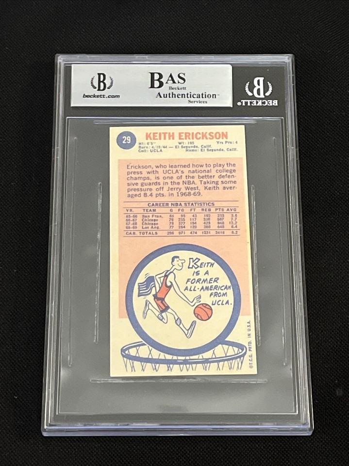 KEITH ERICKSON 1969-70 TOPPS ROOKIE SIGNED AUTOGRAPH CARD BECKETT BAS ...