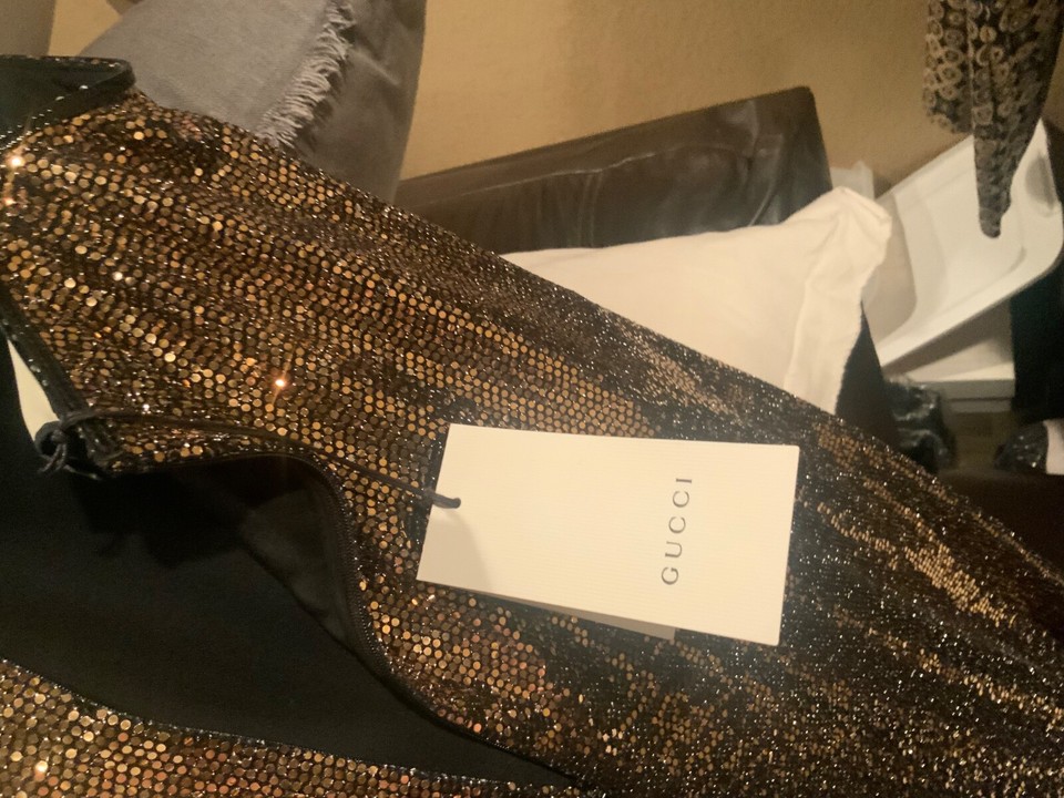 $4800 Tom Ford GUCCI 2001 Brand New Maxi Slip Dress Leather G Trim Size ...