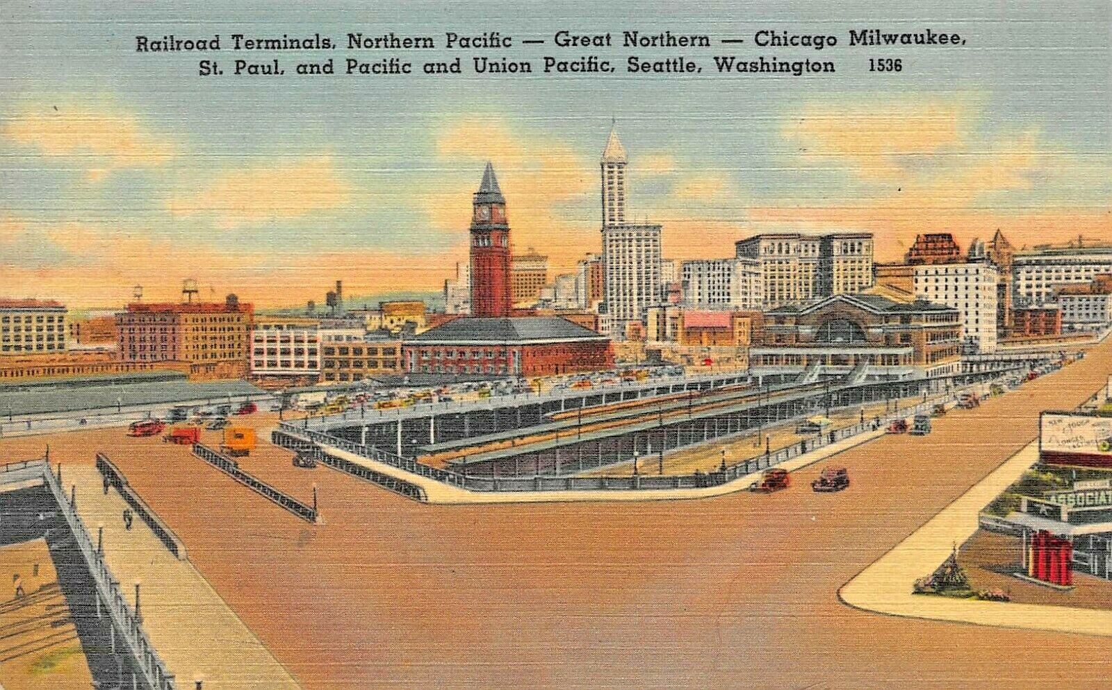 SEATTLE WA~RAILROAD TERMINALS NORTHERN PACIFIC-GRET NORTHERN~1940s ...