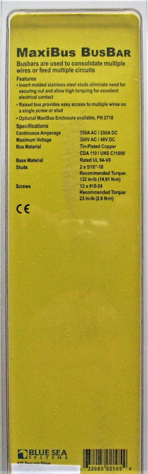 BLUE SEA MaxiBus BUSBAR 250 A AC/250 A DC FREE WARP SPEED SHIPPING ...