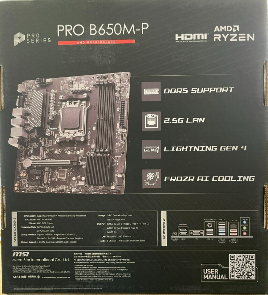 MSI - B650MP - AMD B650 Chipset - Socket AM5 - Micro ATX Desktop ...