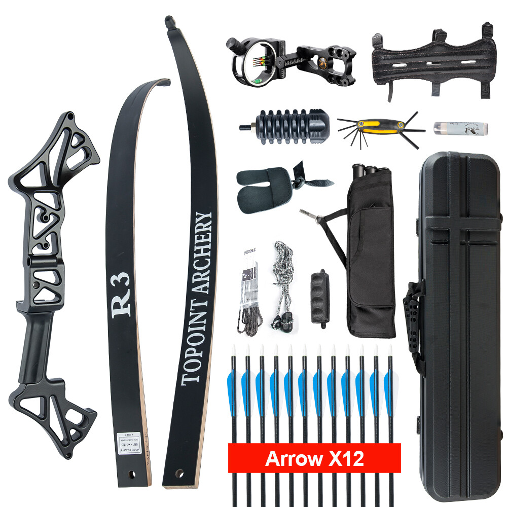 Topoint R3 Recurve Bow Set Archery Takedown R3 58 Inch RH Target ...