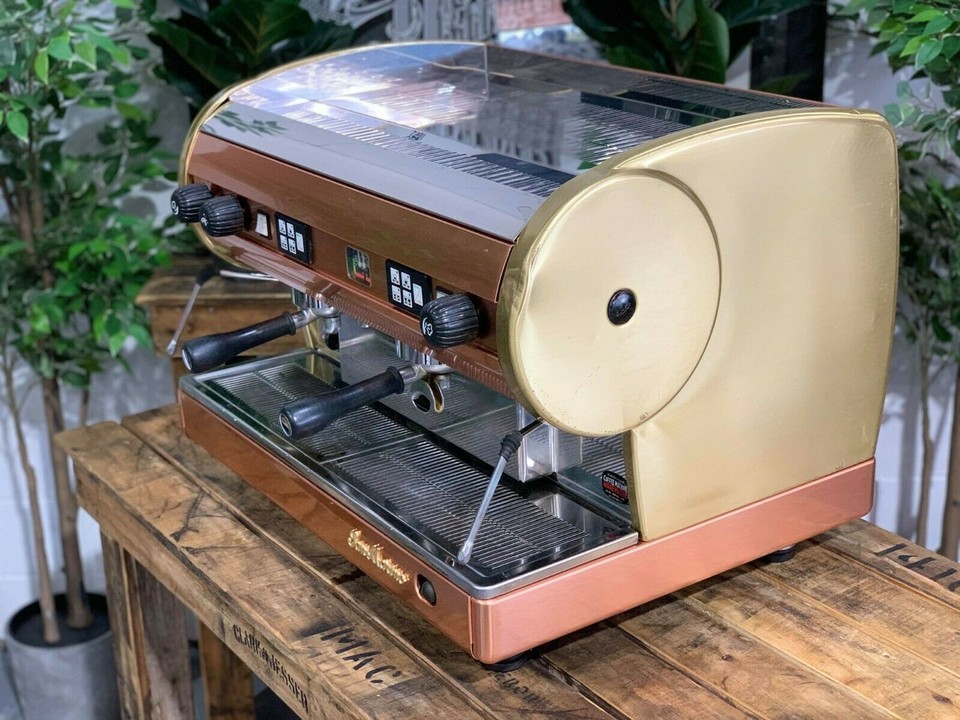 SAN MARINO LISA 2 GROUP STAINLESS GOLD AND BRONZE ESPRESSO COFFEE ...