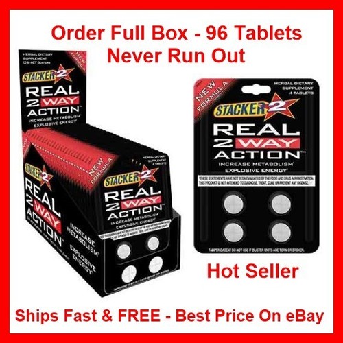 Stacker REAL 2 Way Action - Box 24 Packs - Energy Diet Burn Fat Weight ...