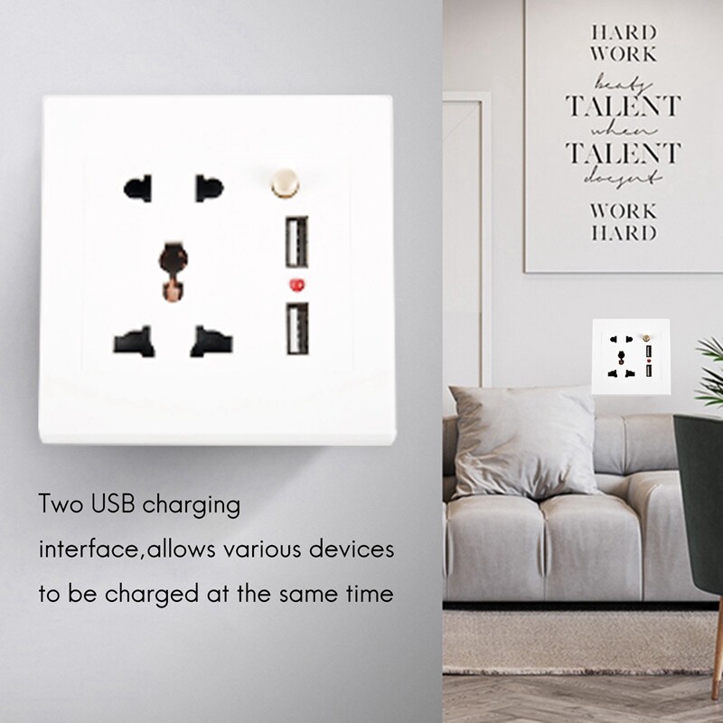 2.1A Dual USB Wall Socket Adapter Universial Outlet Panel wite Switch ...