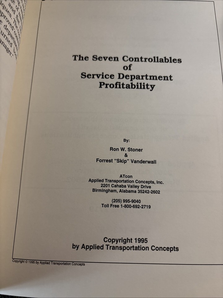 The Seven Controllables of Service Department Profitability By Ron W ...