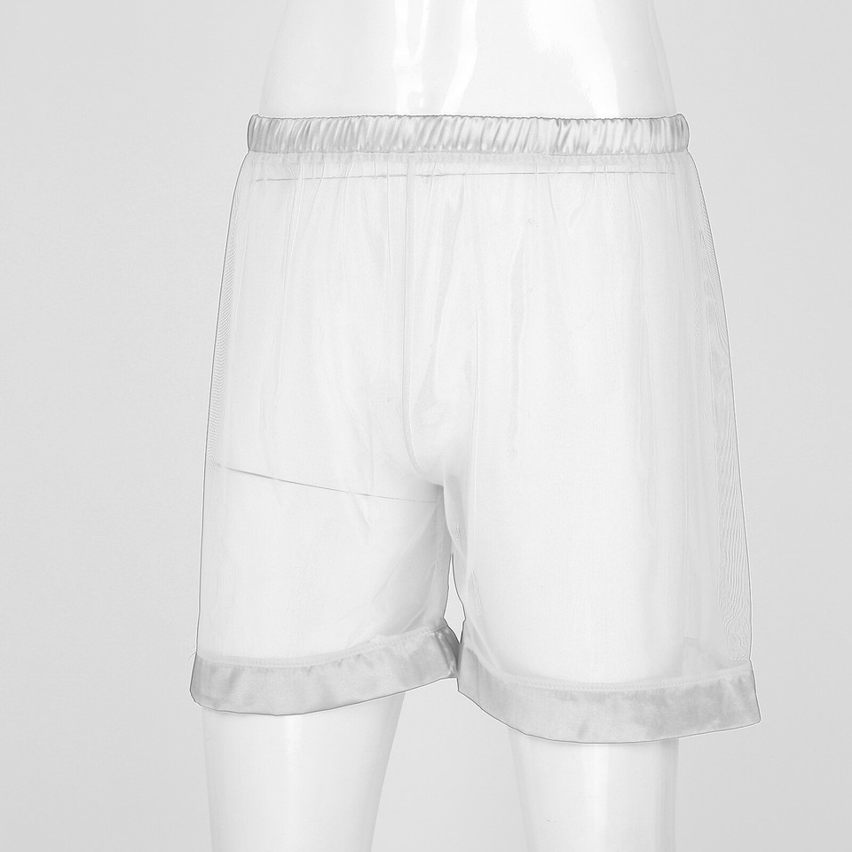 Men See-Through Boxer Shorts Loose Loose Underwear Sheer Mesh Trunks ...