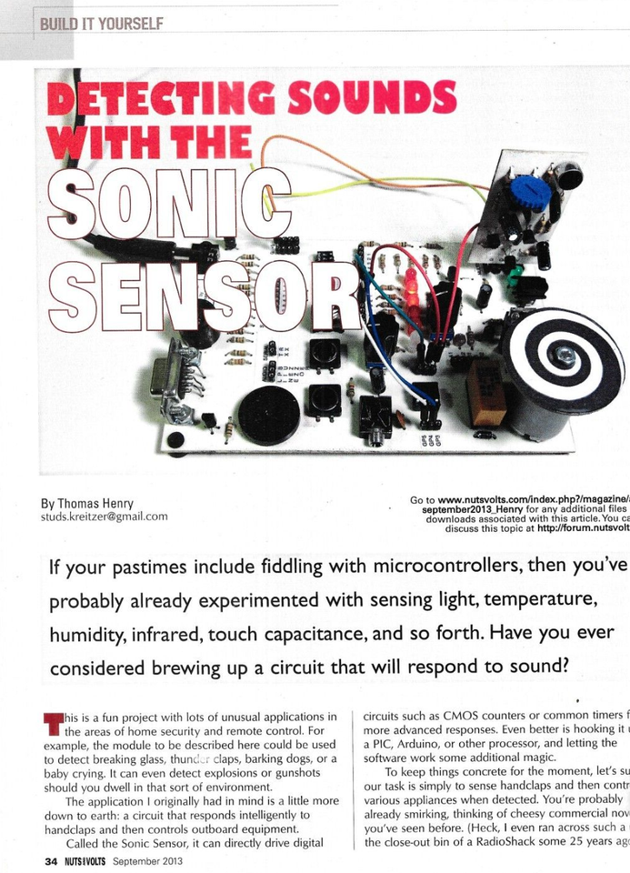 Nuts And Volts Magazine Sonic Sensor Headset Amplifier Keypad Alarm ...