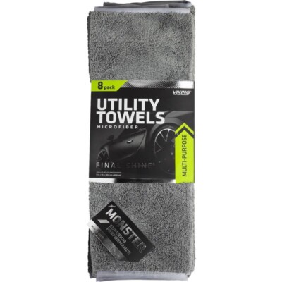 Viking Multi-Purpose Towels Microfiber Gray 8 pk Wet Or Dry Lint Free ...