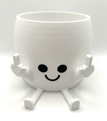 3d Printed Cute Happy Middle Finger Pot/pot Plant Holder/planter, White ...