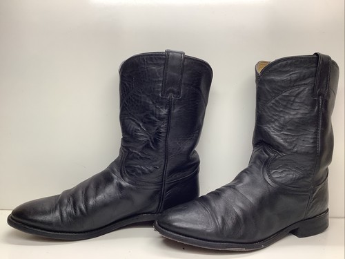 MENS JUSTIN WESTERN ROPER BLACK BOOTS SIZE 9 EE | eBay