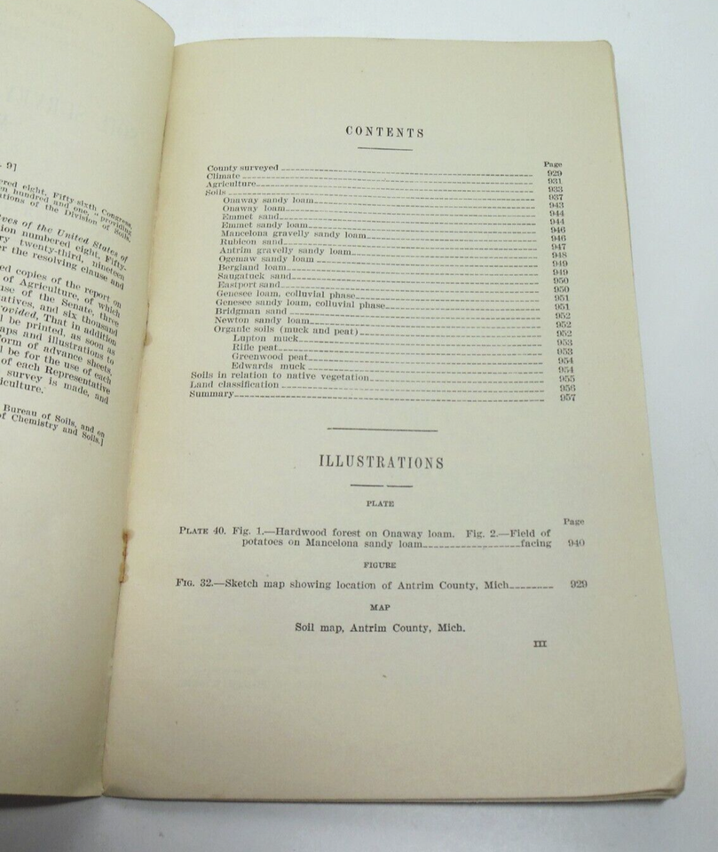 Antrim County Northern Michigan Soil Survey 1928 with Large Color Fold ...