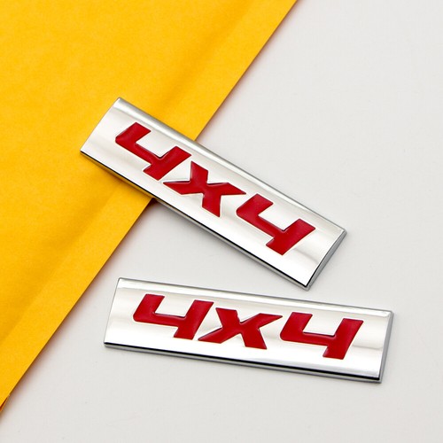 2x Red Metal 4x4 Emblem awd 4wd Logo Chrome Car Fender Trunk Badge SUV ...
