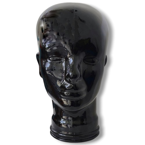 Vintage Black 12" Life Size Glass Mannequin Head Hat Wig Display Decor ...