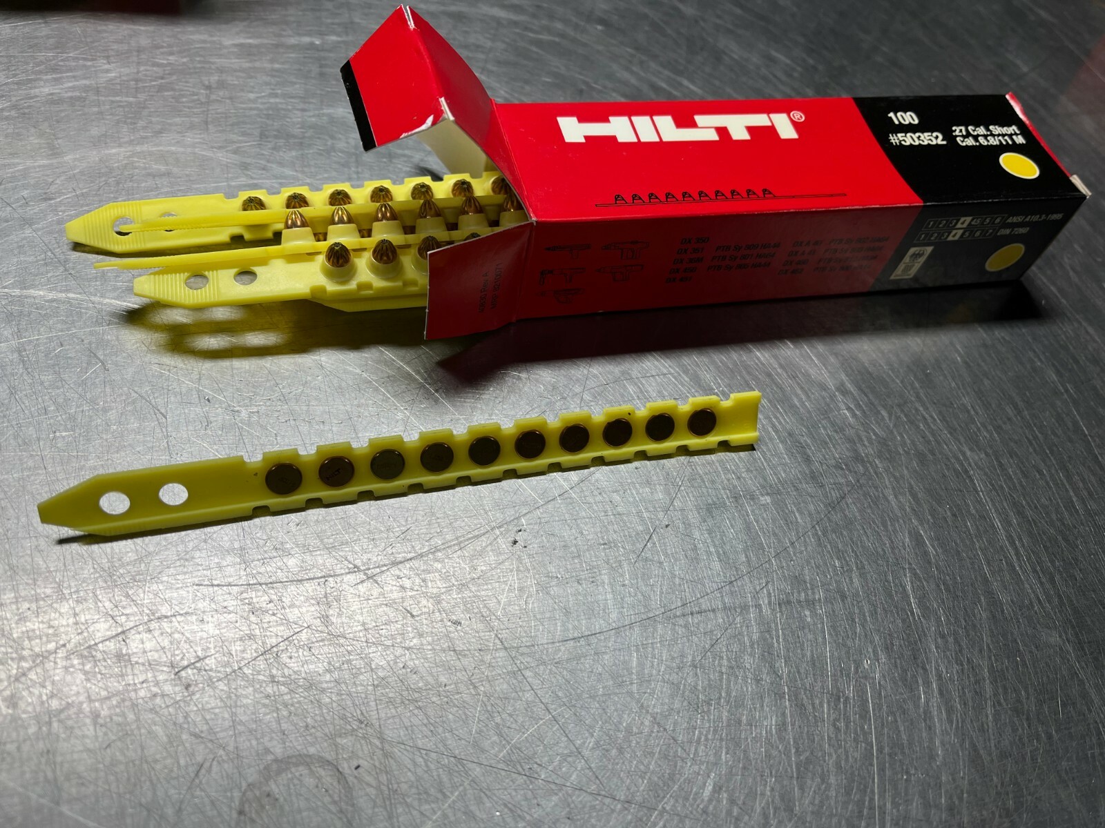 50352 HILTI DX Cartridges 6.8/11M .27 Cal Short STRIP LOAD Yellow 100 ...
