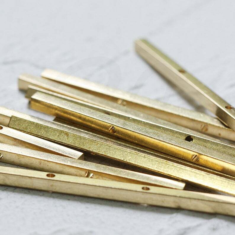 10 Pieces Raw Brass Rectangle Bar with 2 Holes - 60x3mm (CW-4225C) | eBay