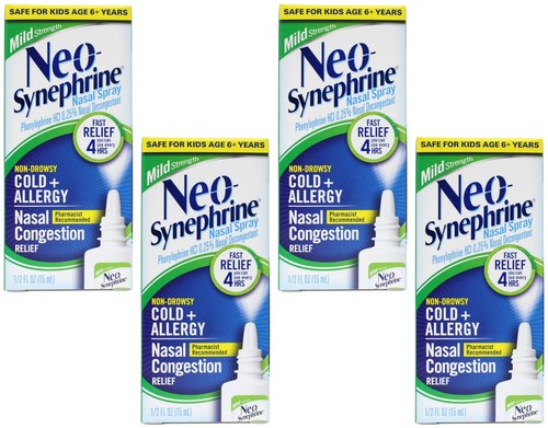 Neo-Synephrine Nasal Spray, Mild Formula, .5-Ounce Bottles (Pack of 4 ...