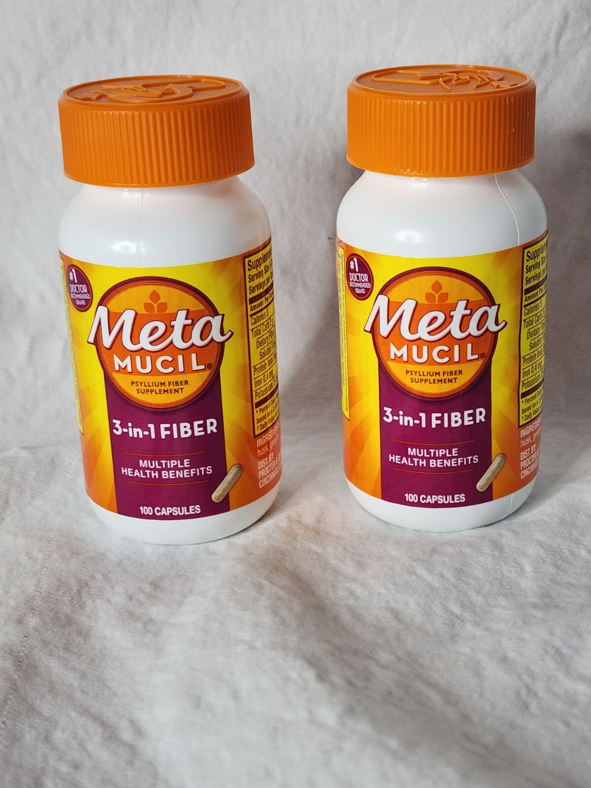2- Metamucil Multi-Health Psyllium Fiber Supplement, 2- 100 Capsule ...