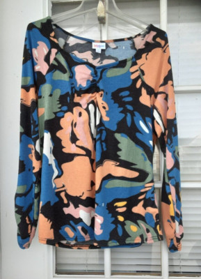 Lularoe XL Mia Sweetheart Long Sleeve Top Multicolor Abstract Print | eBay