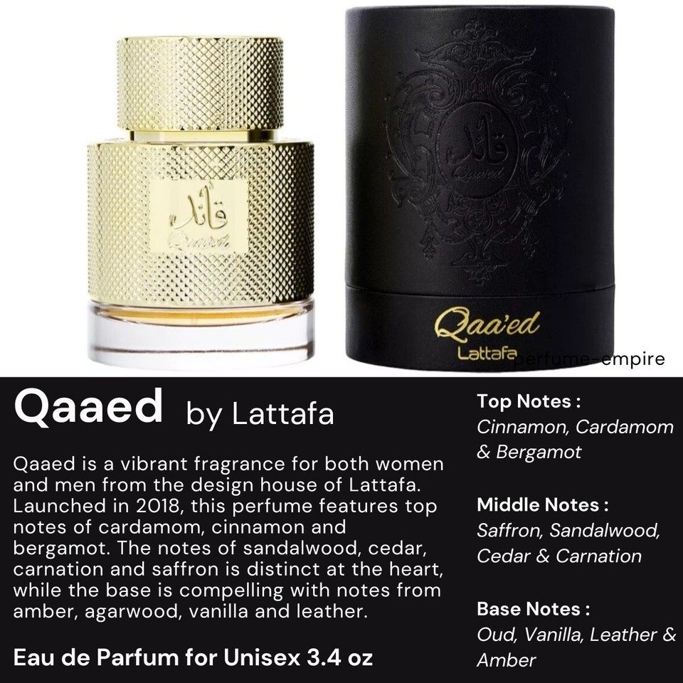 Qaaed by Lattafa perfume for unisex EDP 3.3 / 3.4 oz New in Box | eBay