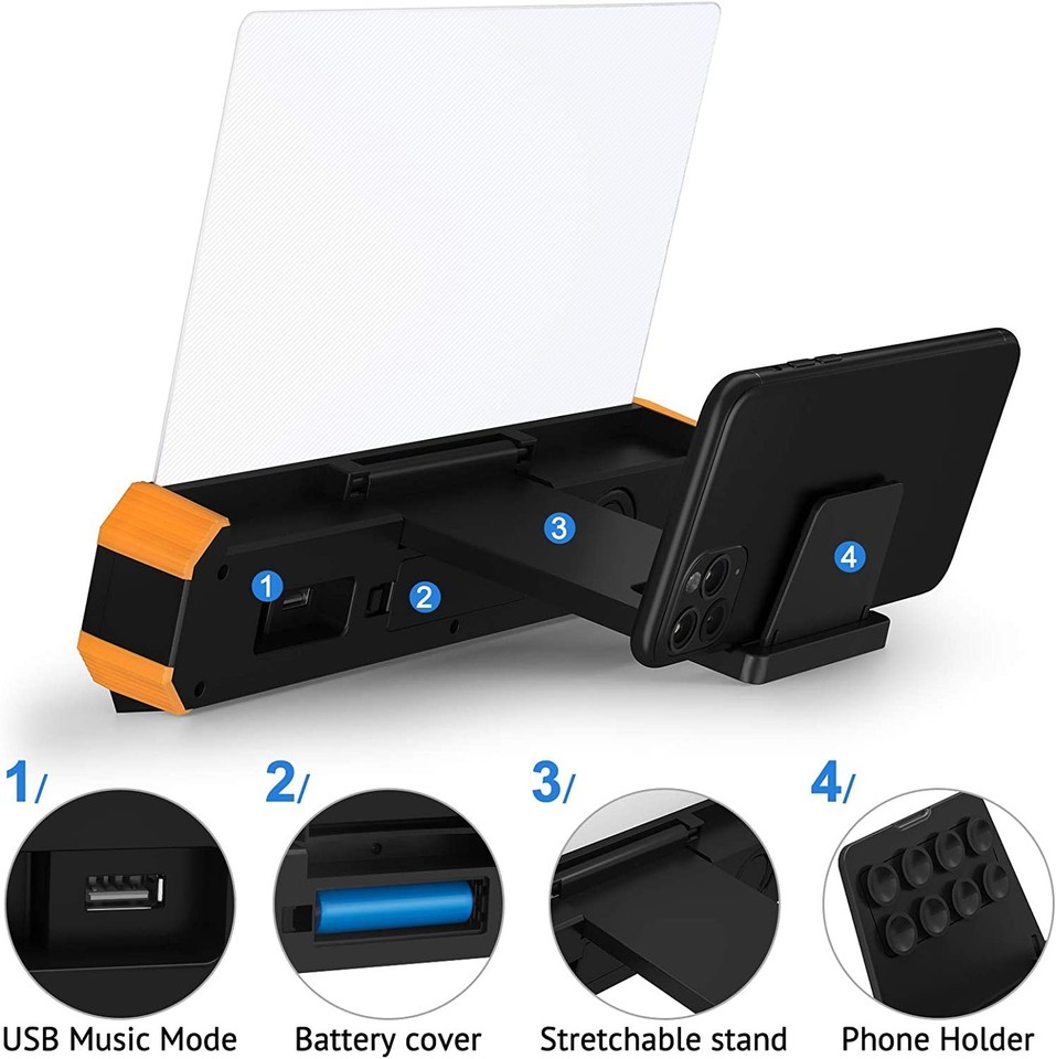 18 Inch Screen Magnifier, 3D Magnifier Projector Screen, Foldable Phone ...