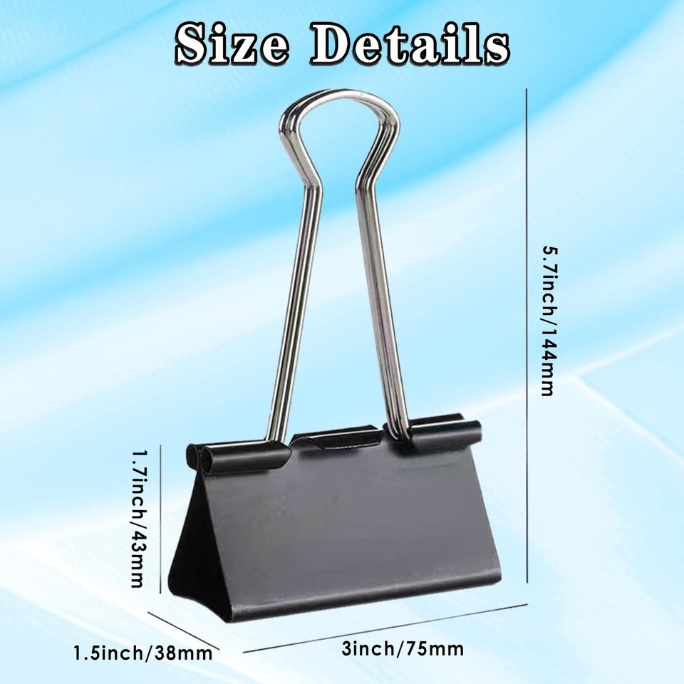 36PCS Jumbo Binder Clips 3 Inch, Black, Binder Clips Extra Large Heavy ...