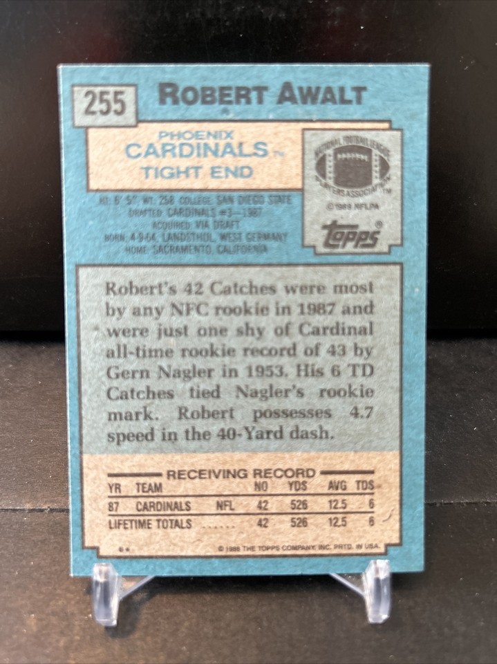 1988 Topps Football Robert Awalt RC Phoenix Cardinals #255 | eBay