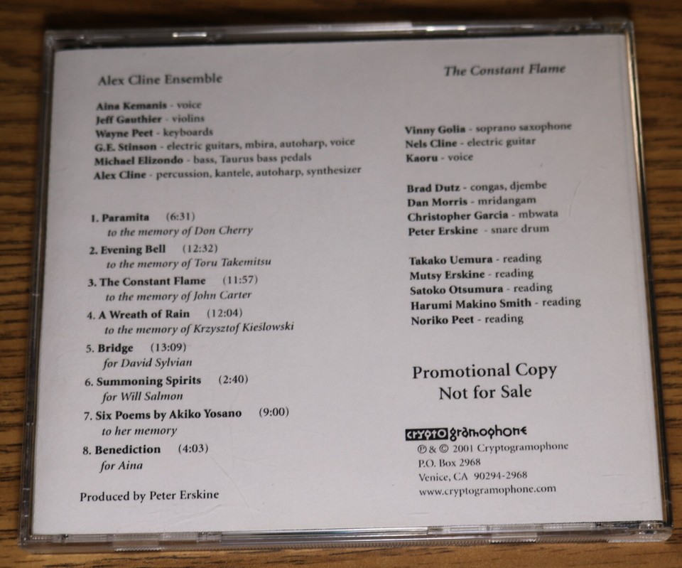Alex Cline Ensemble The Constant Flame 2001 Cryptogramophone Avant ...