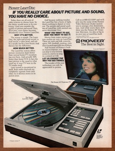 1982 Pioneer Laserdisc/Projection TV Vintage Print Ad/Poster Liza ...