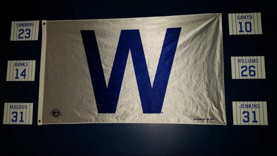 CHICAGO CUBS WRIGLEY FIELD RETIRED NUMBER WORLD SERIES CHAMP PENNANT ...