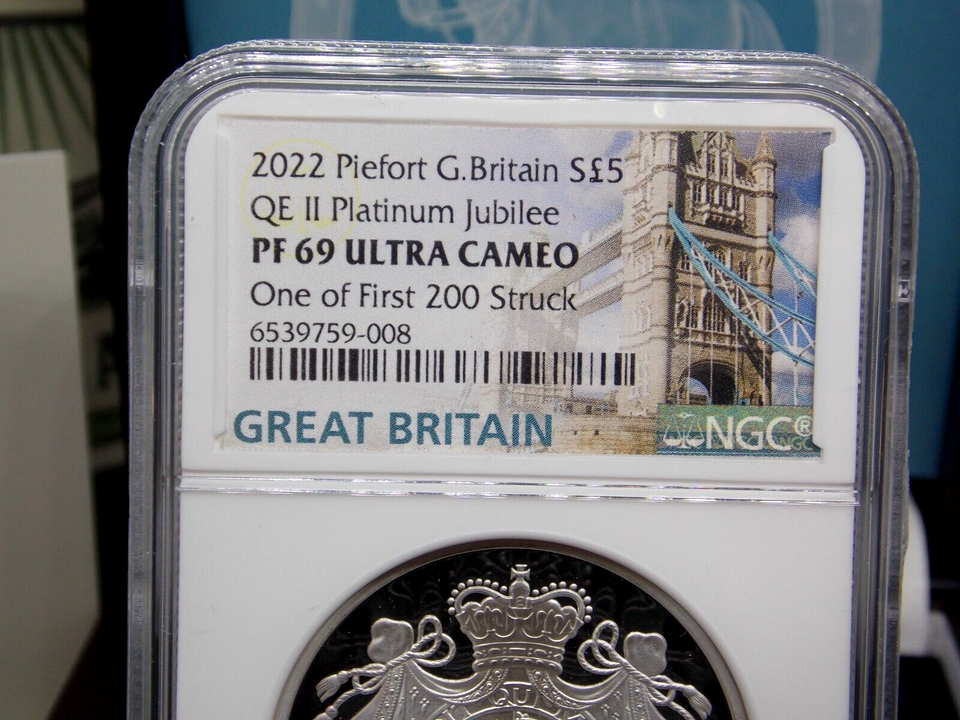 2022 Piedfort Britain UK QE II *PLATINUM JUBILEE* Silver 56.56g NGC ...