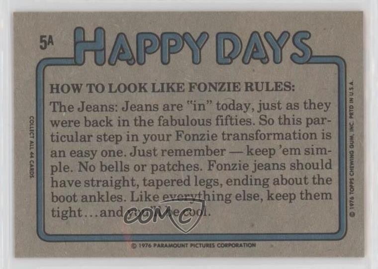1976 Topps Happy Days A Set Henry Winkler Arthur Fonzarelli Heyyy Man ...