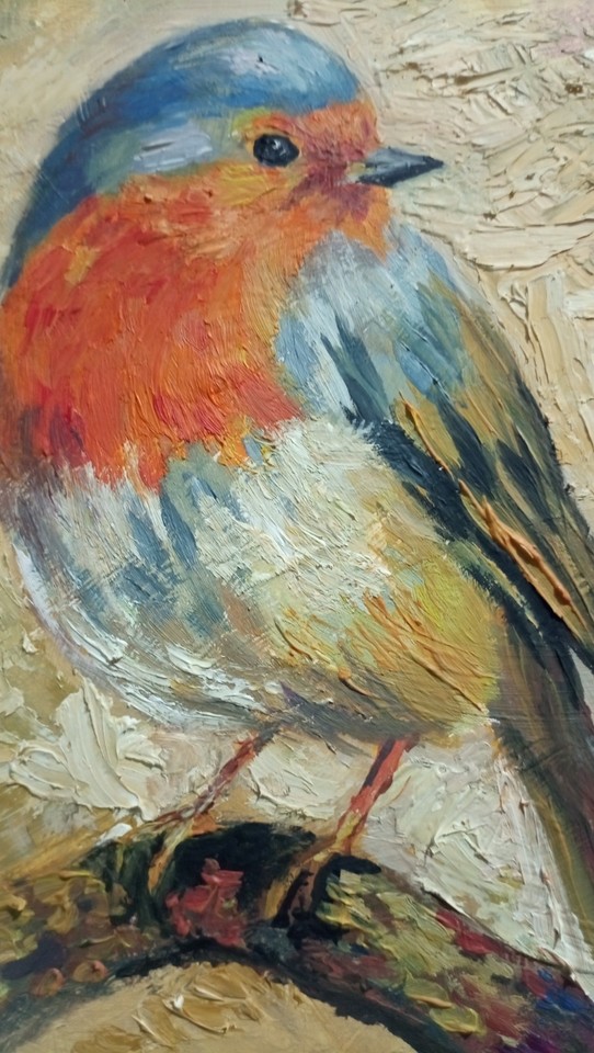 ROBIN OIL PAINTING IMPRESSIONISM - OOAK - 6X6 ORIGINAL SIGNED | eBay UK