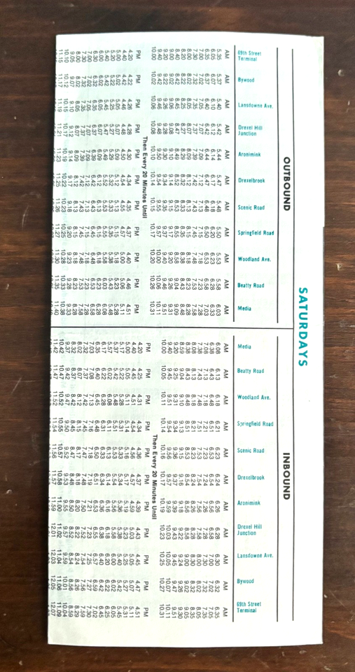 FREE SHIP! Vintage 1978 SEPTA 101 Rail Timetable - Media Rail Line | eBay